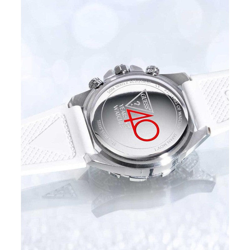 Guess 40th Anniversary Special Edition Ladies White Silver Tone Multi ...