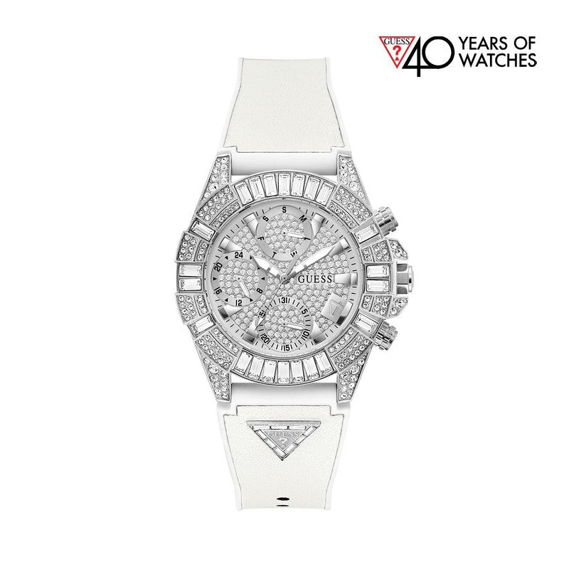 Guess 40th Anniversary Special Edition Ladies White Silver Tone Multi ...