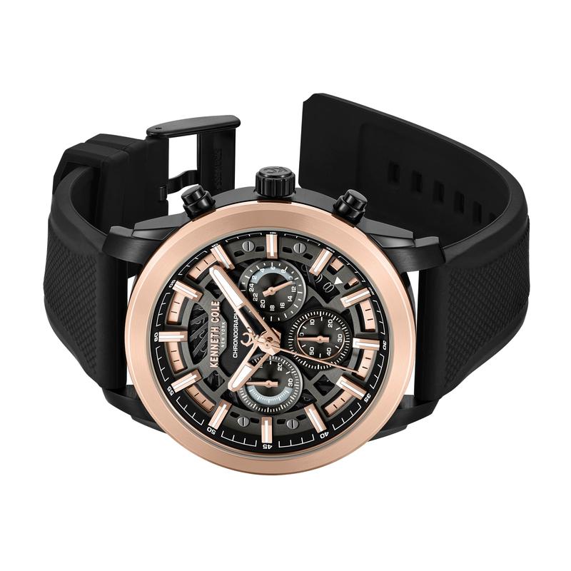 Kenneth Cole Gents Black Silicone Strap Automatic Watch KCWGO0067702 ...