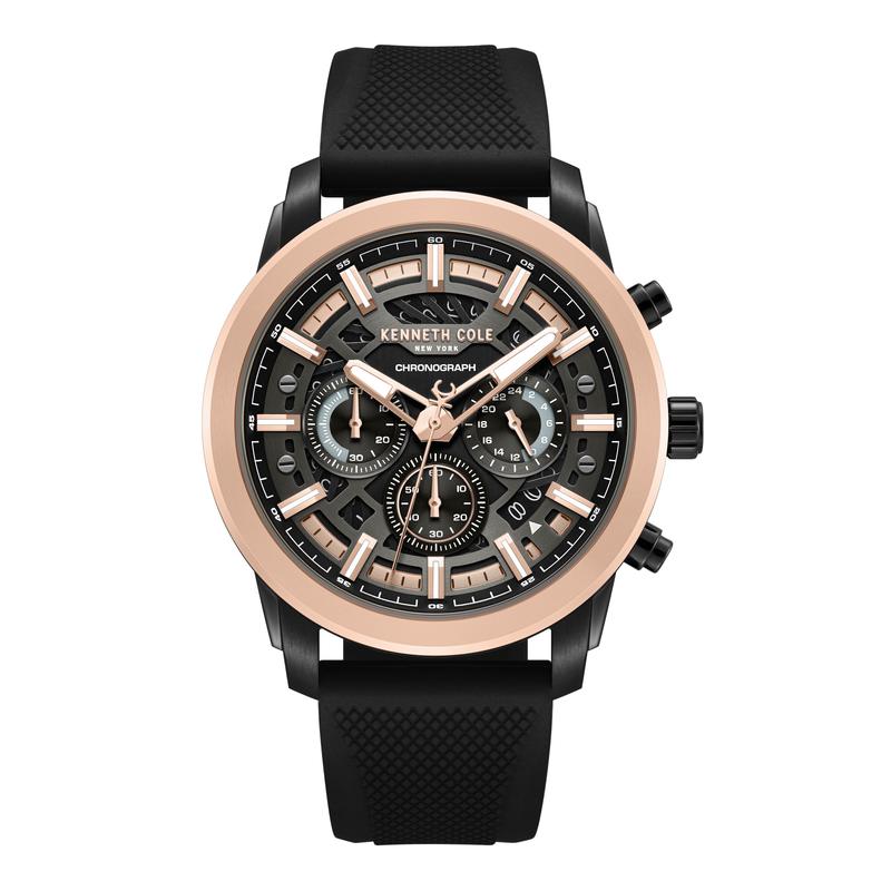 Kenneth Cole Gents Black Silicone Strap Automatic Watch KCWGO0067702 ...
