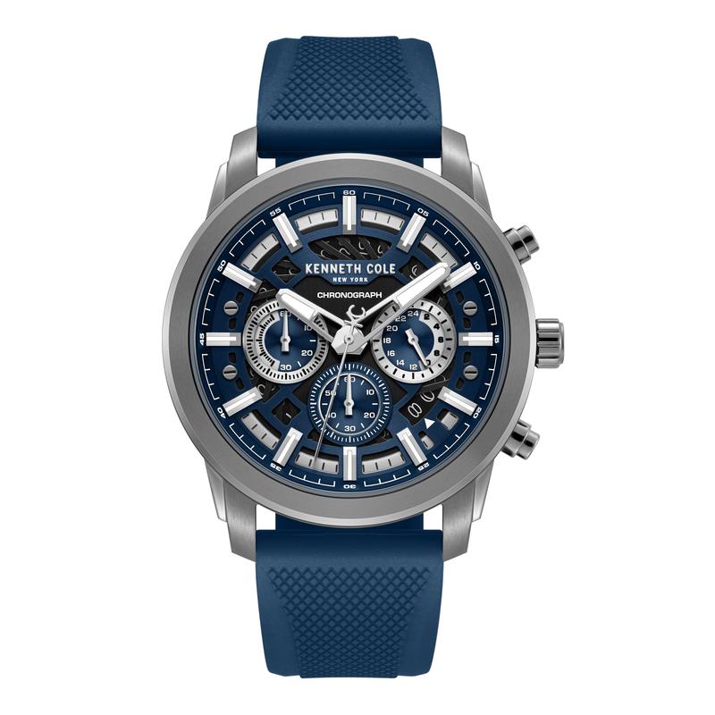 Kenneth Cole Gents Blue Silicone Strap Automatic Watch KCWGO0067701 ...