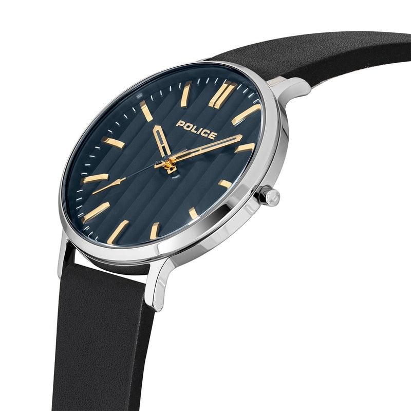 Police Tasman 3 Hands, Black Leather Strap – The Watch Boutique