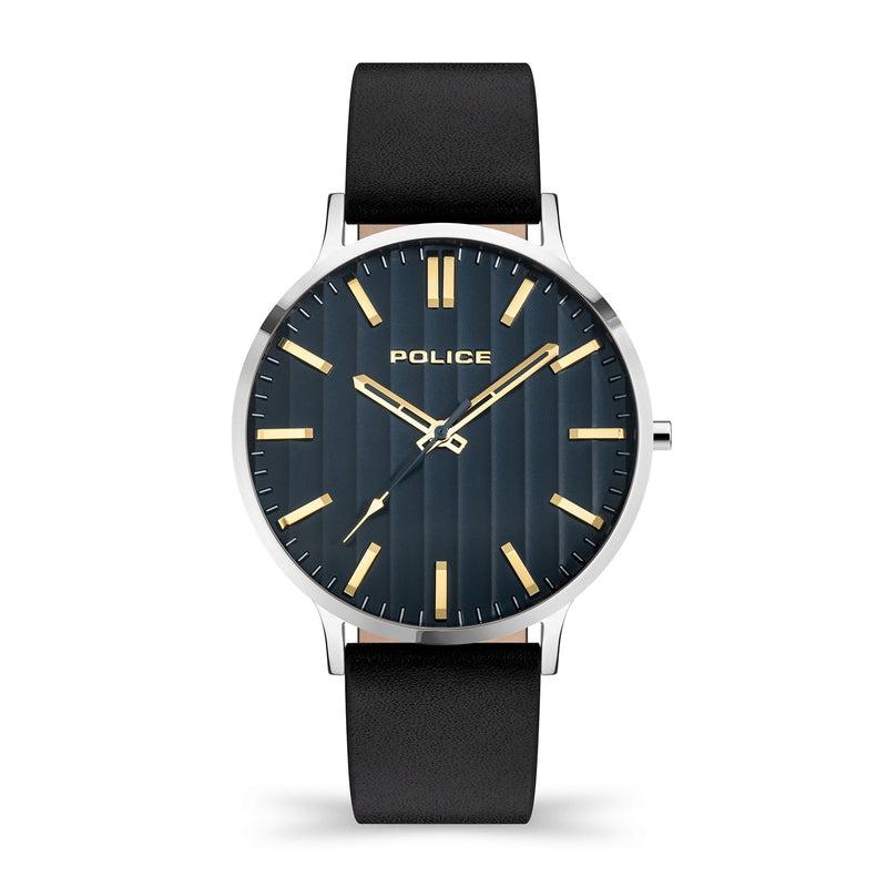 Police Tasman 3 Hands, Black Leather Strap – The Watch Boutique