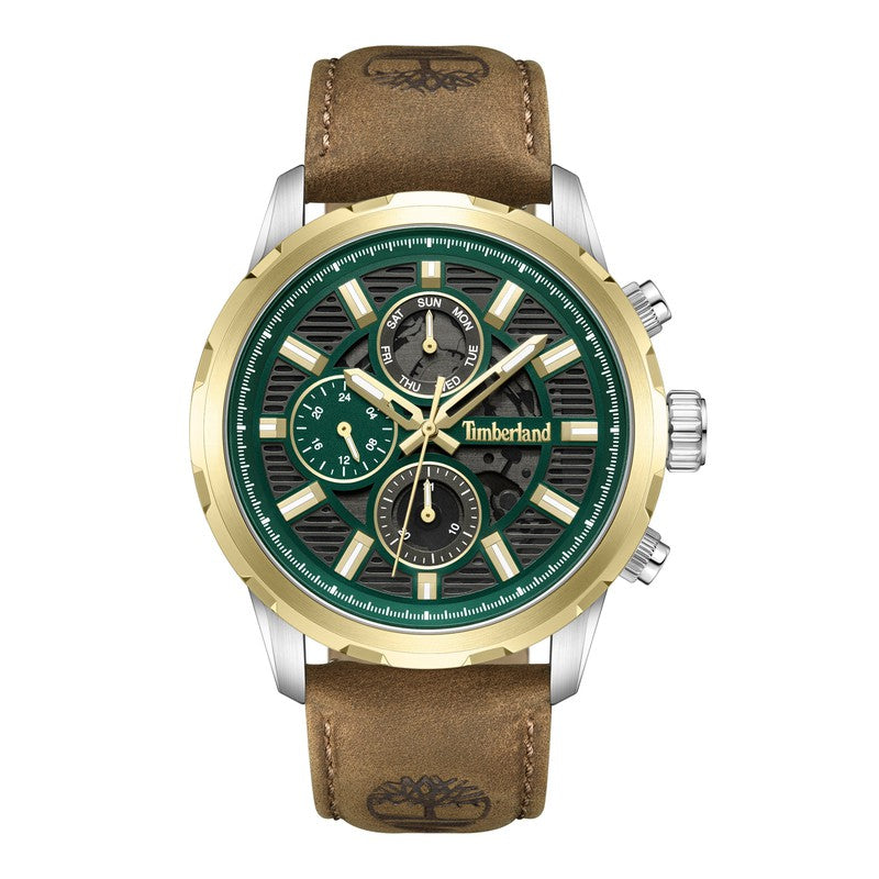 Timberland Hampton Harbour Multifunction Green Leather Strap Watch ...